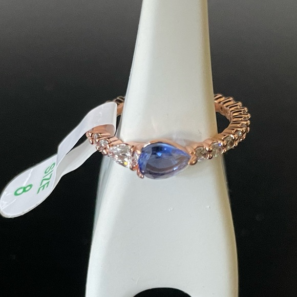 Bomb Party | Jewelry | Bp Sapphire And Rose Gold Ring | Poshmark